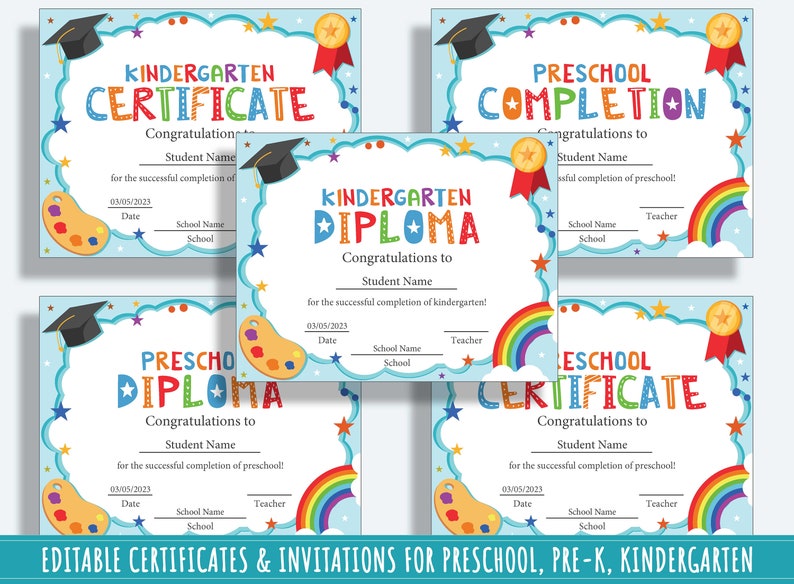 37 Editable Preschool and Pre-kindergarten Diplomas, Certificates ...