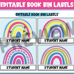 Editable Rainbow Book Bin Labels: 16 Customizable Designs for Perfect ...