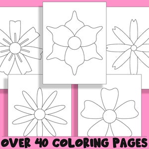 Simple Flower Coloring Pages for Kids: 40 Printable Pages – A High ...