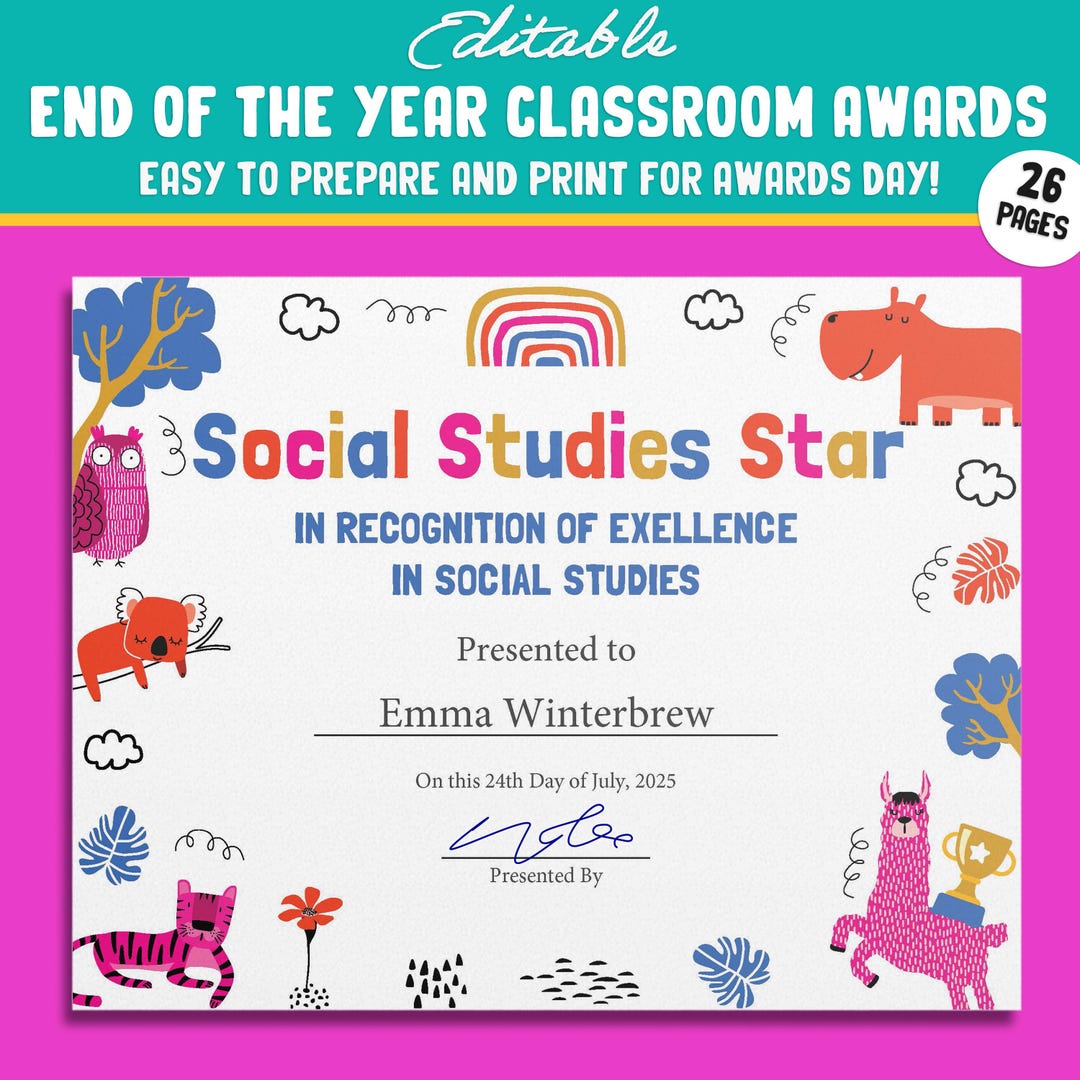 Customizable Classroom Superlatives and Fun End-of-year Awards – 26 ...