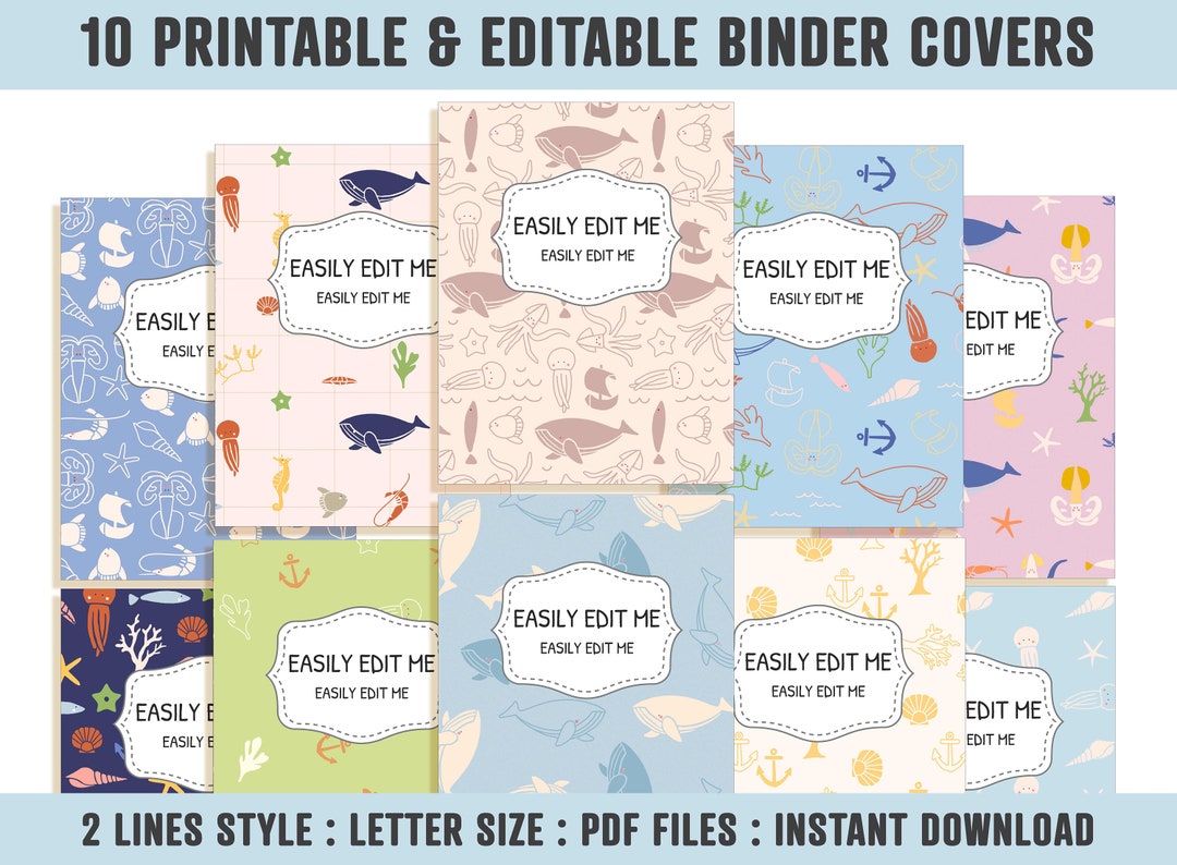 Binder Cover Animal, 10 Printable/editable Coversspines, Binder Inserts ...