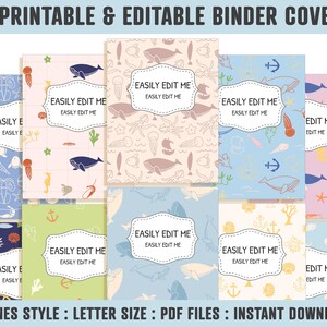 Binder Cover Animal, 10 Printable/editable Covers+spines, Binder ...