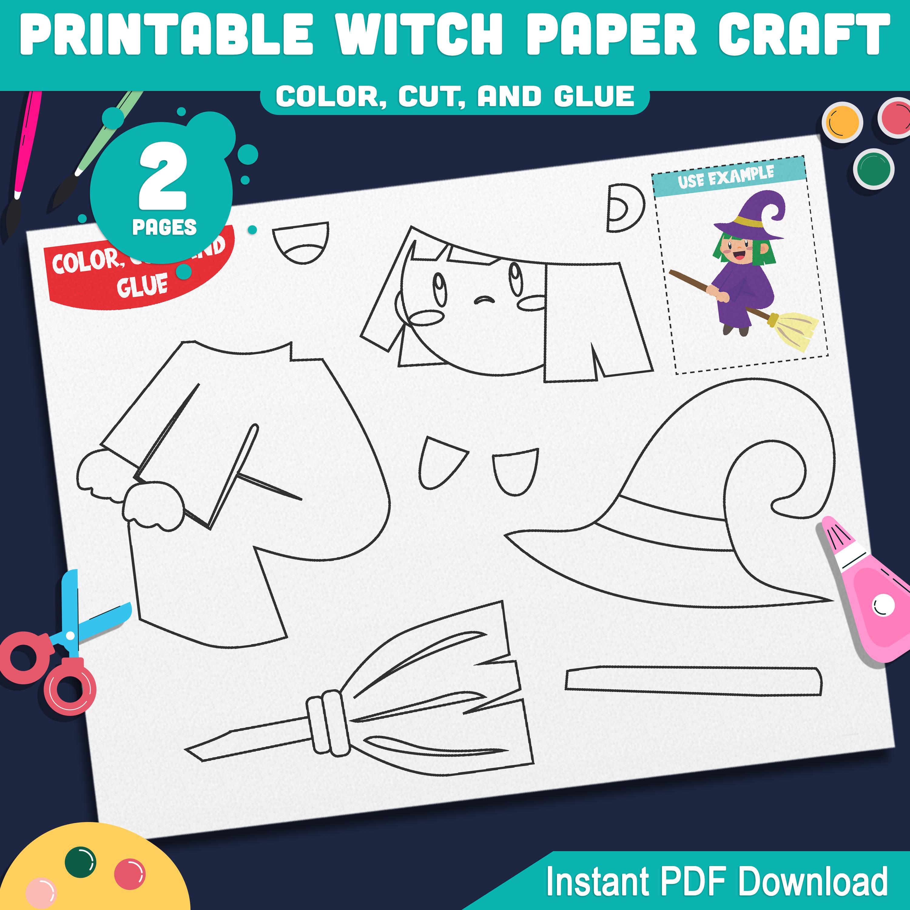 Printable Witch Paper Craft for Preschool, Pre-k, Kindergarten, Fun ...