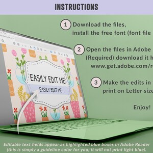 Flower Binder Cover, 10 Printable/editable Covers+spines, Binder Insert ...