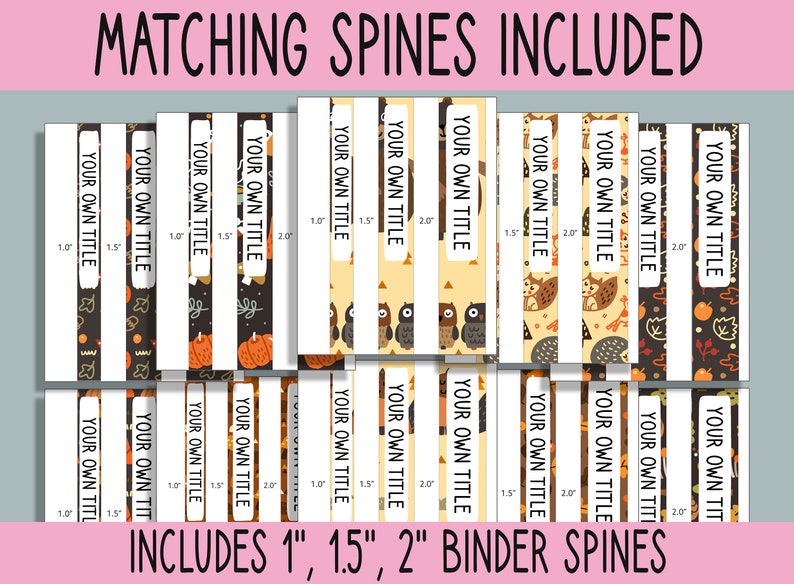 10 Editable Autumn Binder Covers, Includes 1, 1.5, 2" Spines, Available ...