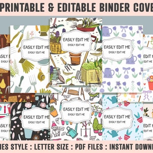 Gardening Binder Cover, 10 Printable & Editable Binder Covers+spines ...