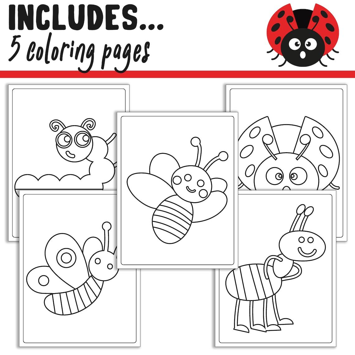 How to Draw Insects Easy (bee, Butterfly, Ant, Caterpillar, Ladybug ...