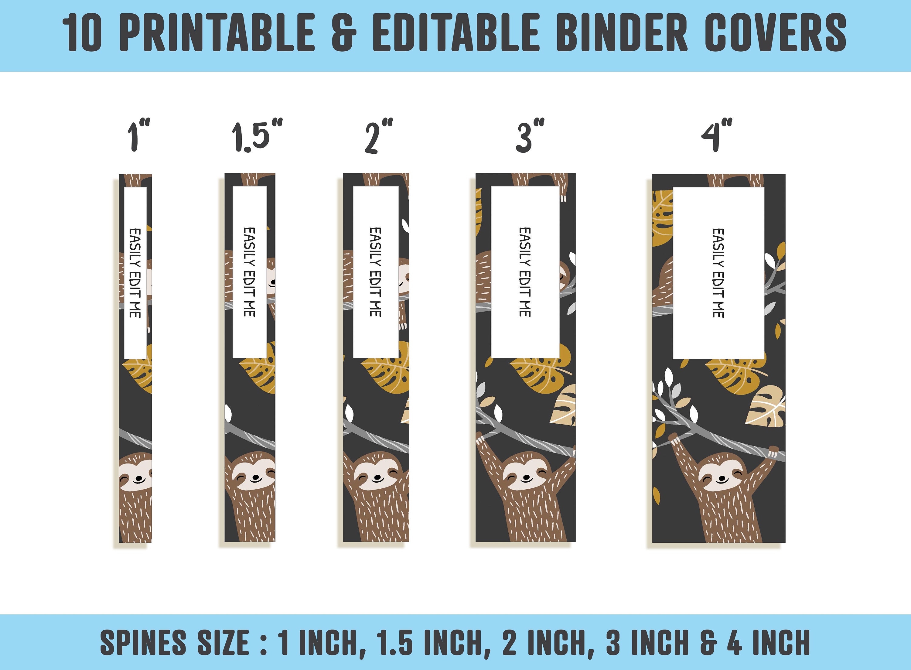 Cute Animal and Forest Binder Cover, 10 Printable & Editable Binder ...