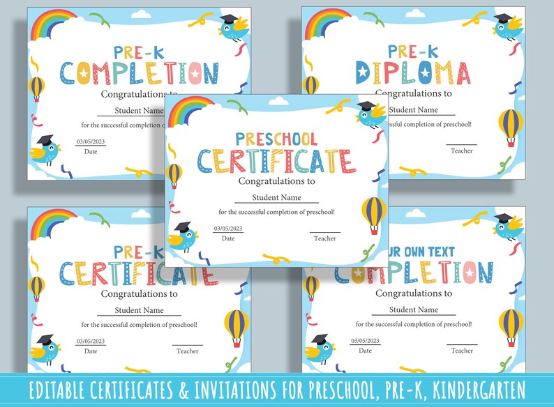 Editable Little Graduates: Preschool and Kindergarten Diplomas ...
