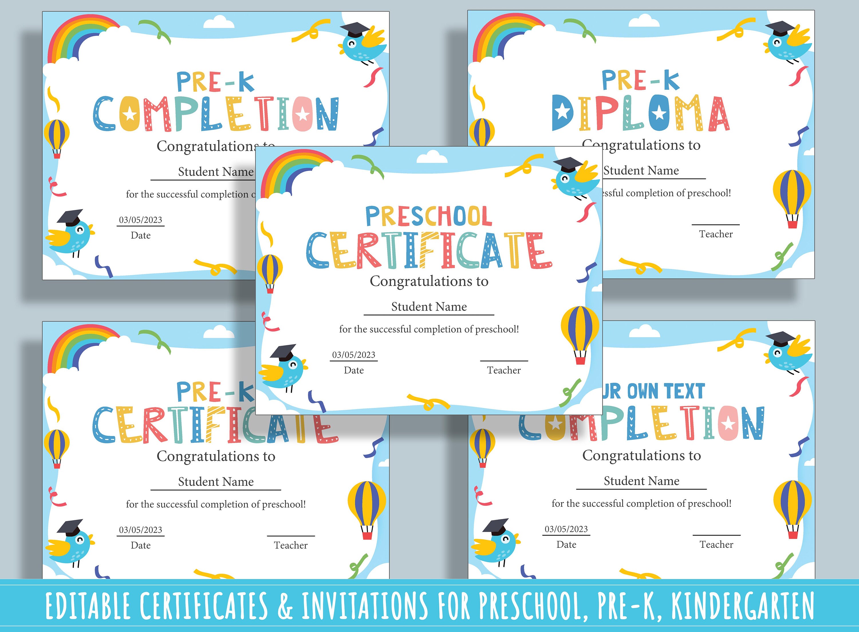 Editable Little Graduates: Preschool and Kindergarten Diplomas ...