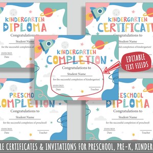 Customizable Preschool, Pre-k, and Kindergarten Graduation Diplomas ...