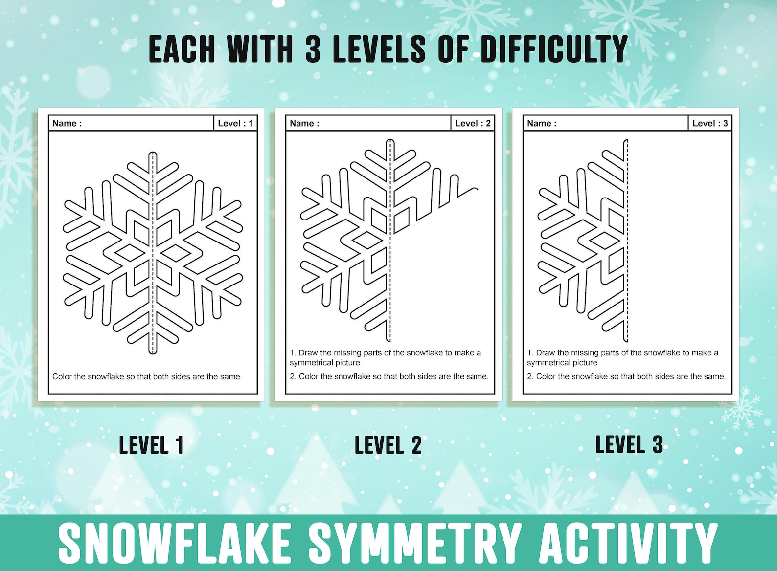 Snowflake Symmetry Worksheet, Snowflake Theme Lines of Symmetry ...
