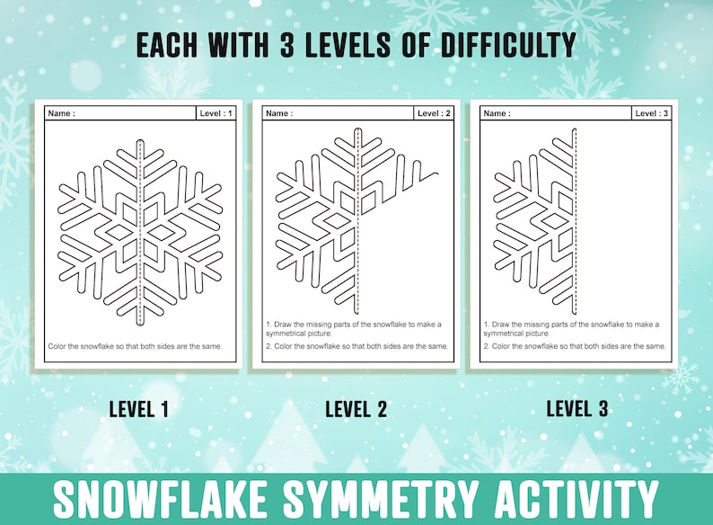 Snowflake Symmetry Worksheet, Snowflake Theme Lines of Symmetry ...