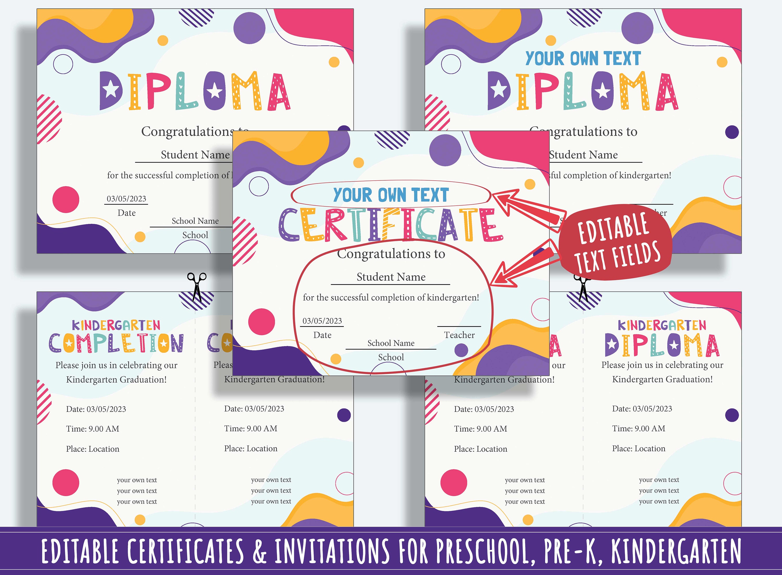 Pre K Graduation Certificate, Kindergarten Certificates Completion ...
