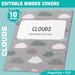 10 Editable Clouds Pattern Binder Covers, Includes 1, 1.5, 2" Spines ...