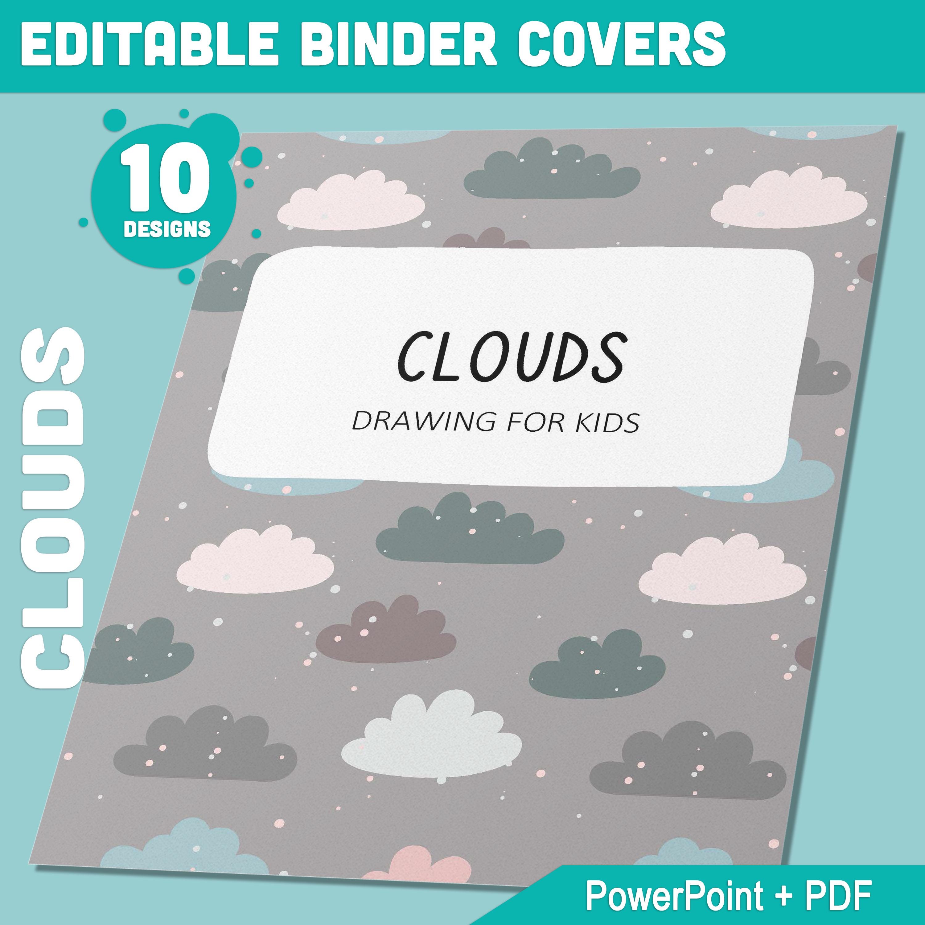 10 Editable Clouds Pattern Binder Covers, Includes 1, 1.5, 2" Spines ...