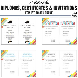 Editable Diplomas for 5th Grade, Certificates for 1st-8th Grade ...
