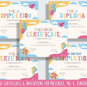 Preschool and Kindergarten End of Year Celebration Kit: 37 Editable ...