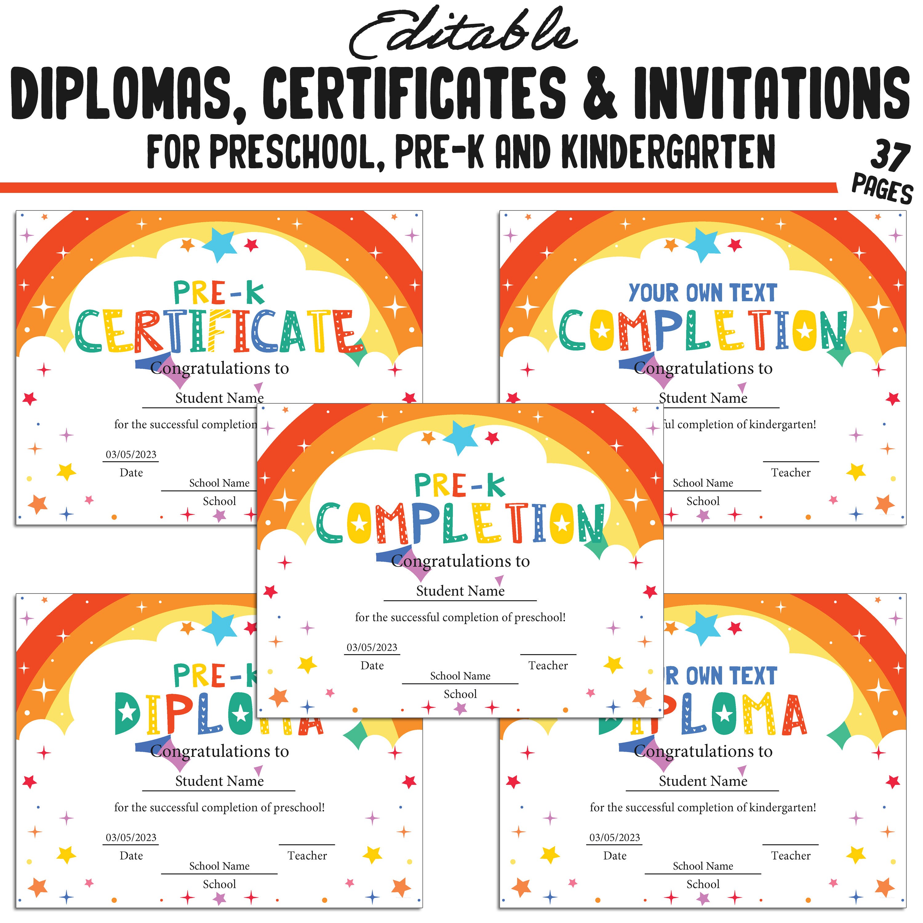 37 Customizable Rainbow-themed Pre-k, Kindergarten, and Preschool ...