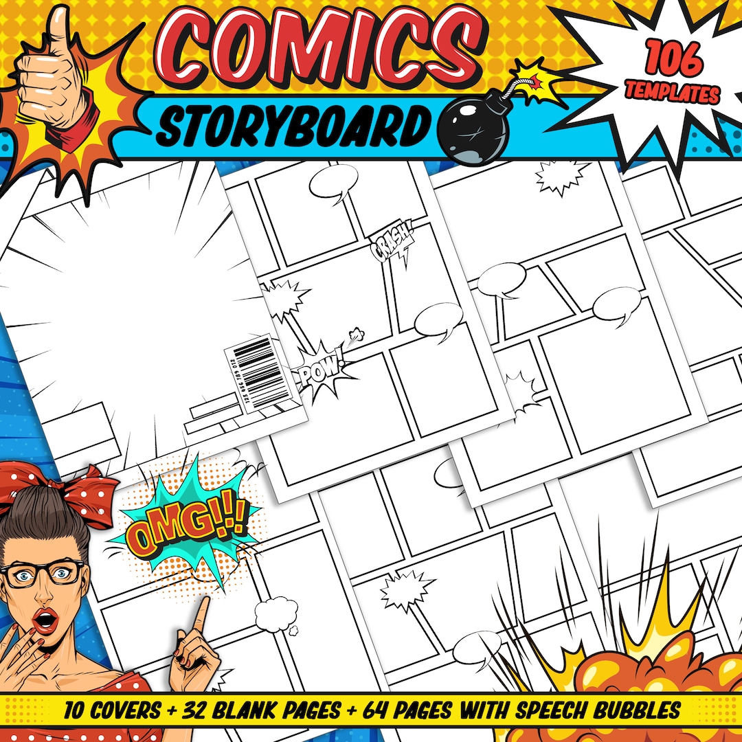 Comic Storyboard: 106 Templates, 10 Covers, 32 Blank Pages, 64 Pages ...