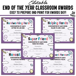 Editable Unique Class Superlatives, Fun Classroom Awards for the End of ...