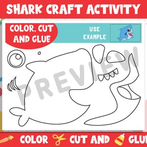 Cute Shark Craft Activity - Color, Cut, and Glue for Prek to 2nd Grade ...