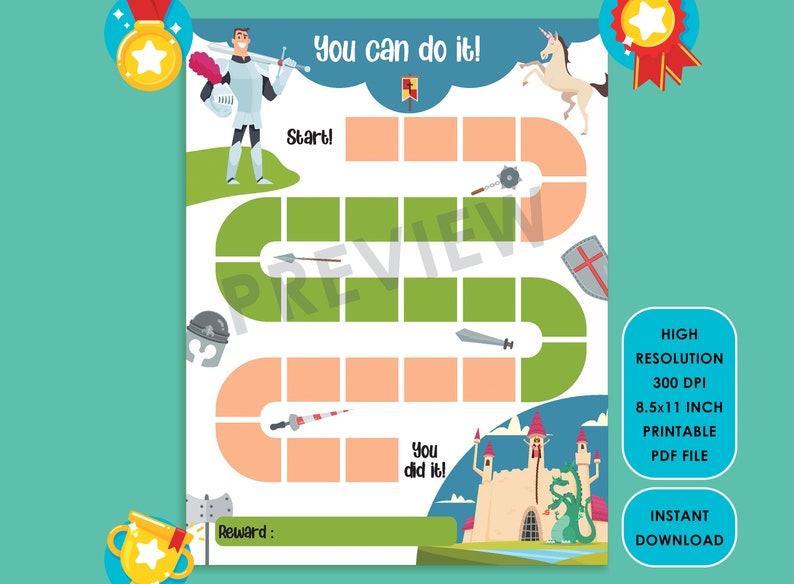 Printable Dragon Fighting Reward Chart Knight Behavior Chart - Etsy