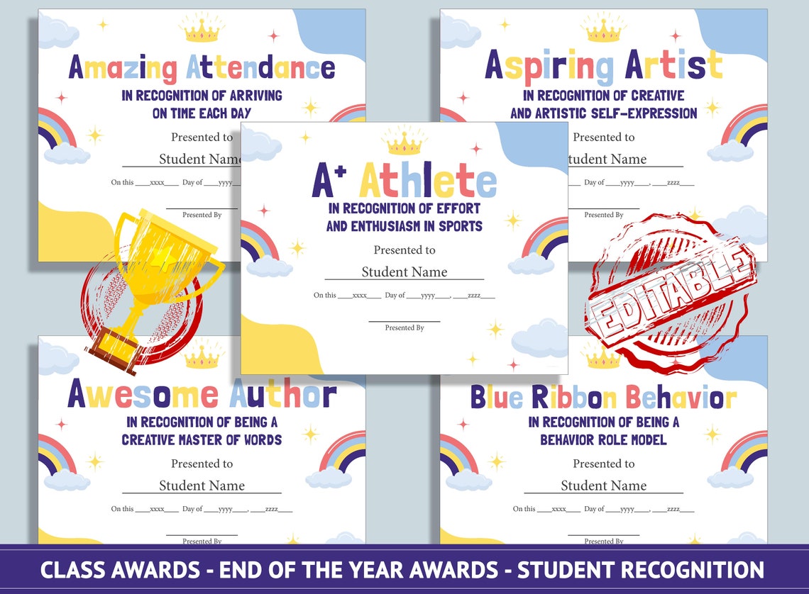 26 Editable Classroom Awards End of the Year Awards - Etsy