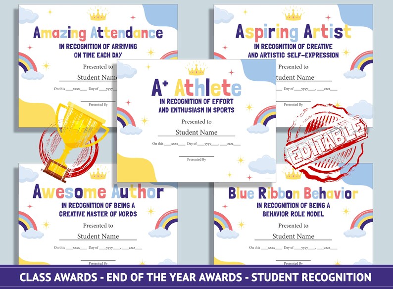 26 Editable Classroom Awards End of the Year Awards - Etsy