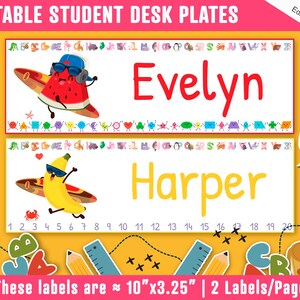 Student Desk Plates, 30 Printable/editable Fun Summer Classroom Name ...