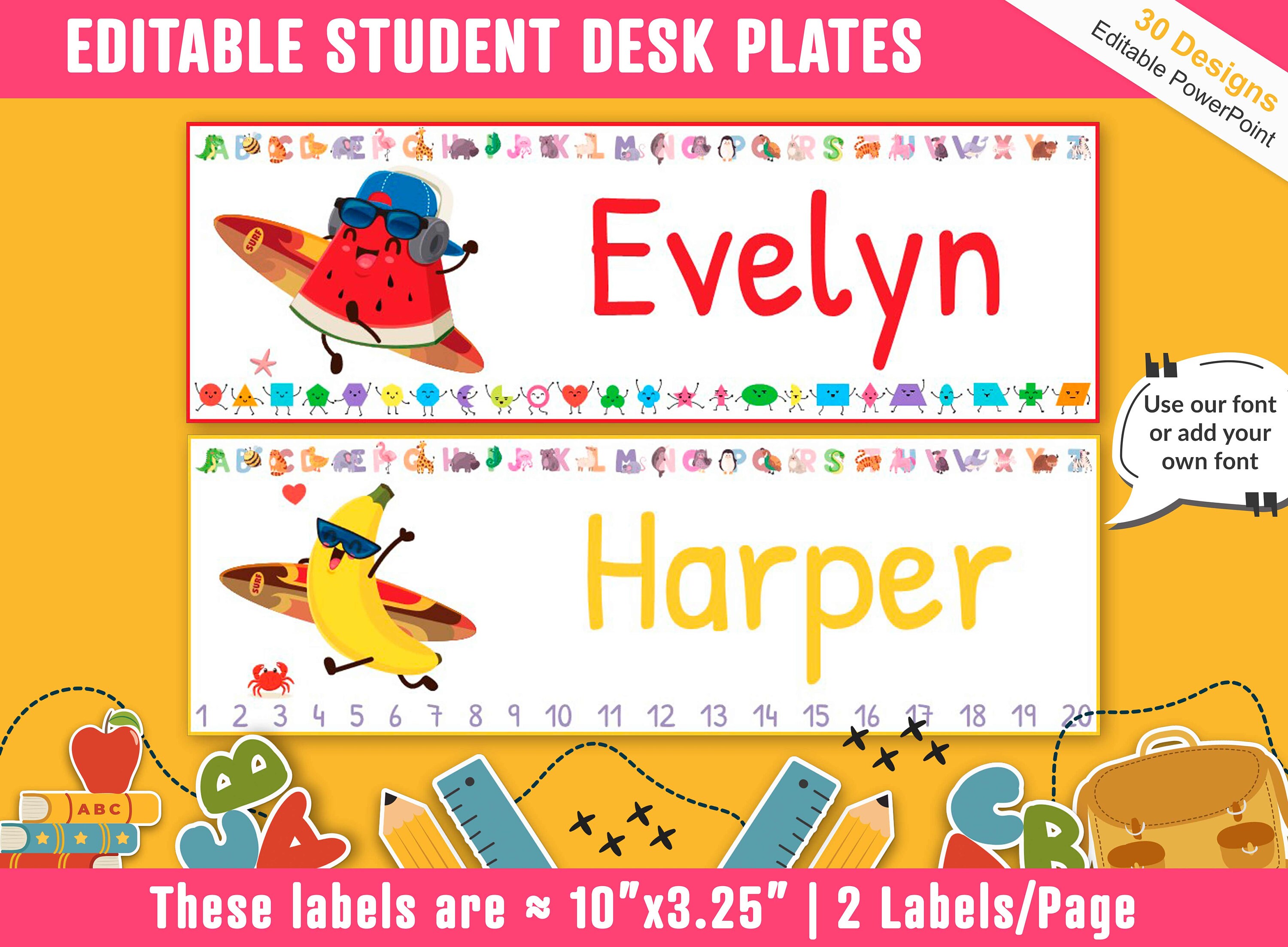 Student Desk Plates, 30 Printable/editable Fun Summer Classroom Name ...