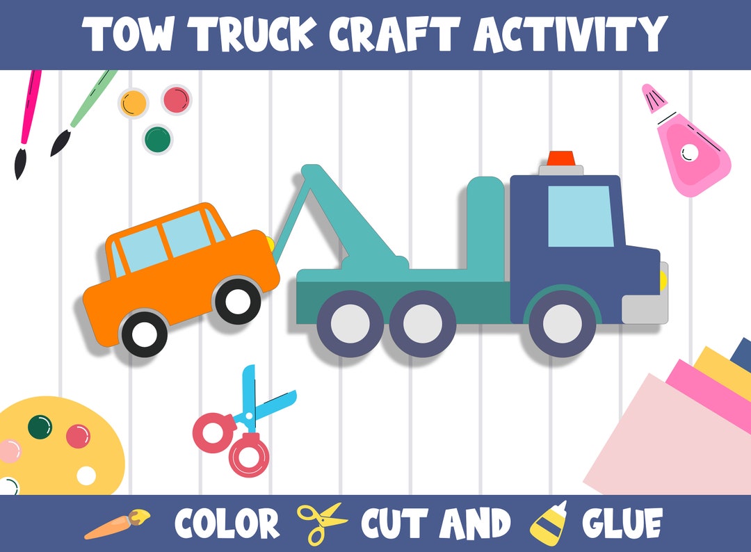 Tow Truck Craft Activity - Color, Cut, and Glue for Prek to 2nd Grade ...