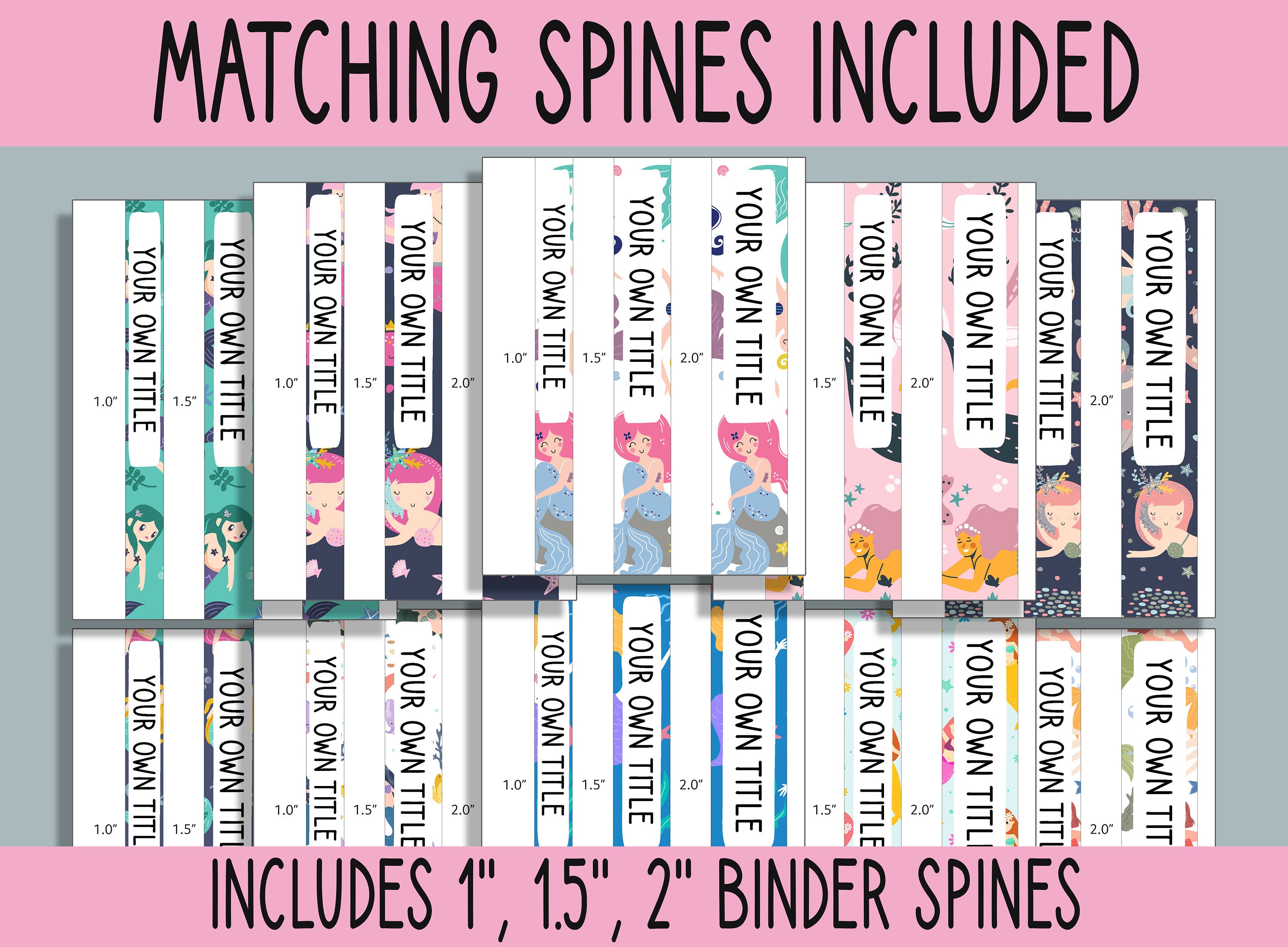 10 Editable Cute Mermaid Binder Covers Includes 1 1.5 - Etsy