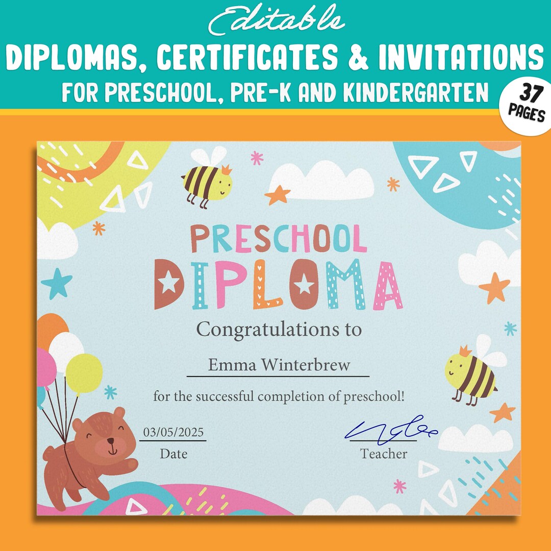 37 Pages of Editable Diploma, Certificate, and Invitation Templates for ...