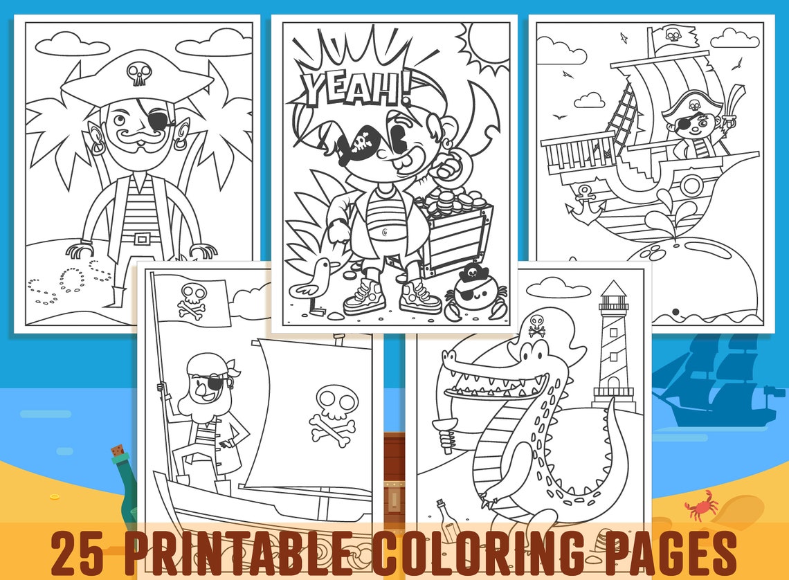 Pirate Coloring Pages 25 Printable Pirate Coloring Pages for - Etsy
