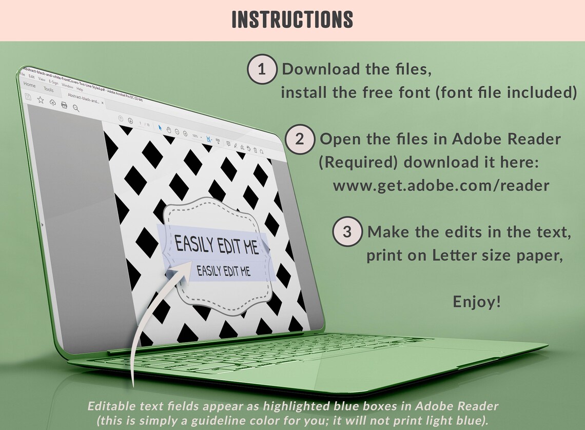 Abstract Black and White Binder Cover 10 Printable & Editable - Etsy