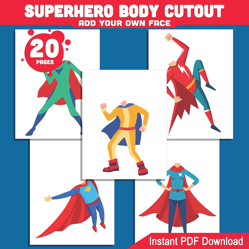 Superhero Body Cutout Templates, Add Your Own Face Activity for ...