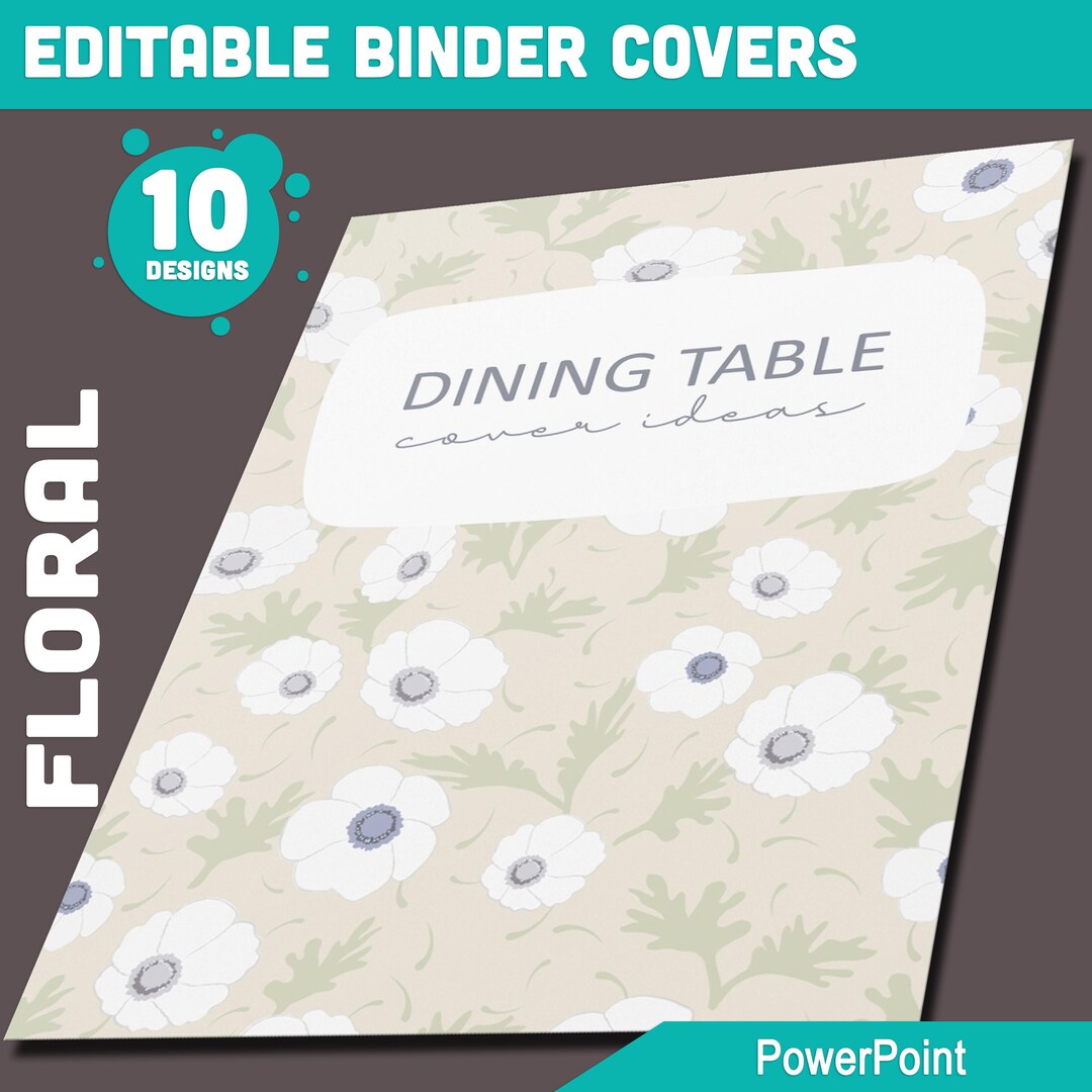 Powerpoint Binder Covers, 10 Printable/editable Floral Pattern ...