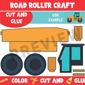 Road Roller Craft Activity - Color, Cut, and Glue for Prek to 2nd Grade ...
