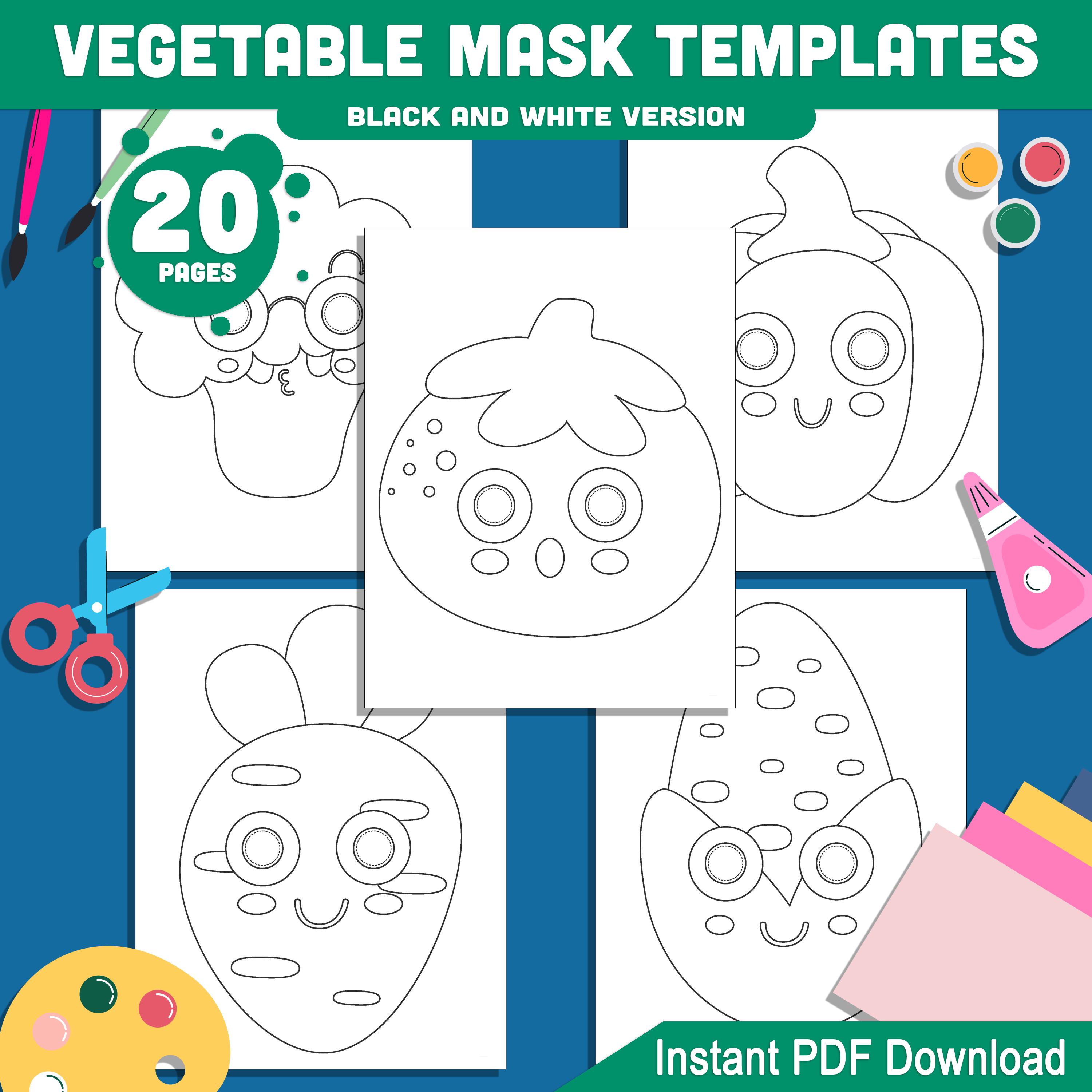Printable Vegetable Mask Templates: 20 Fun DIY Craft Pages for Kids ...