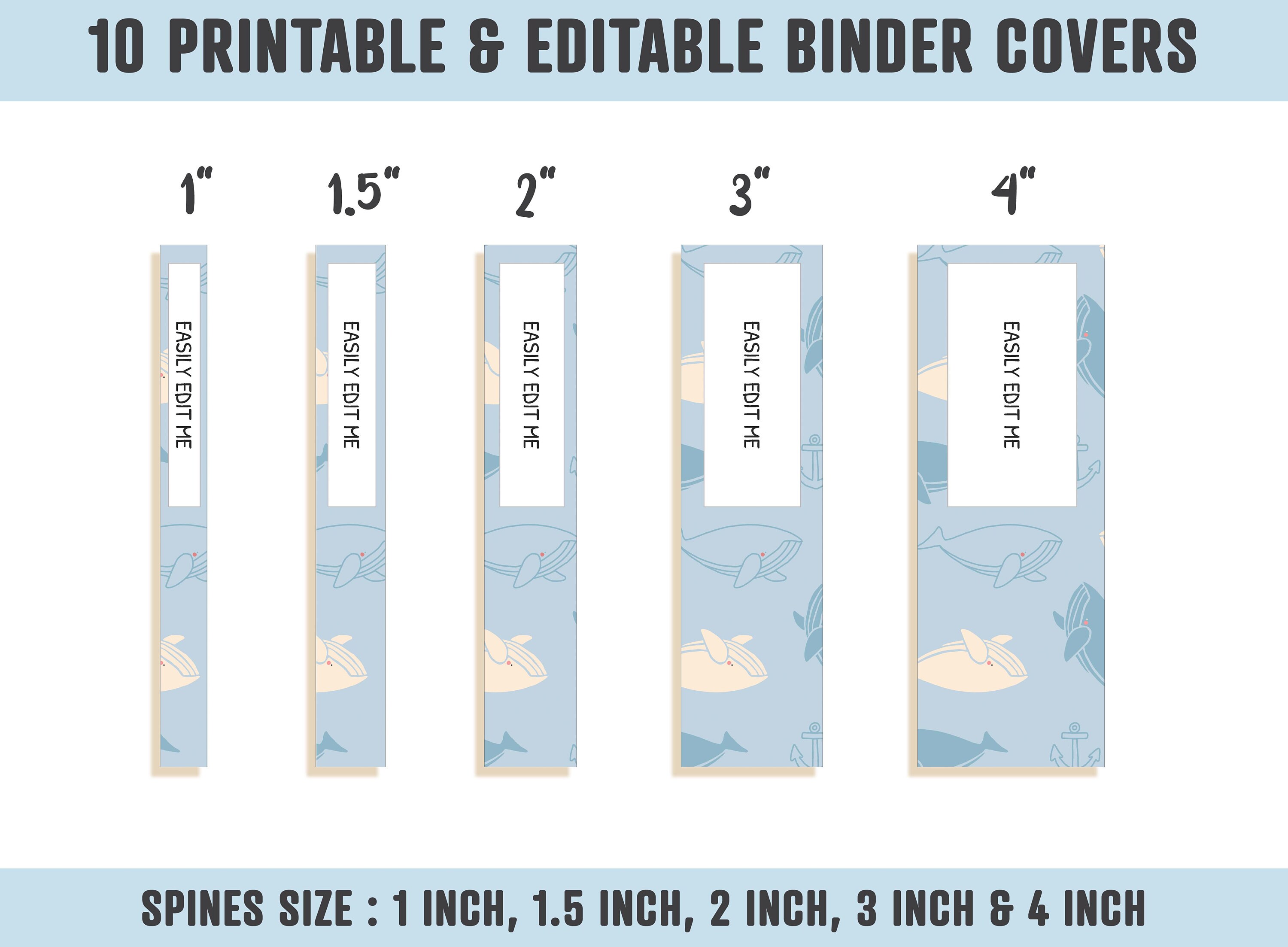 Binder Cover Animal, 10 Printable/editable Coversspines, Binder Inserts ...