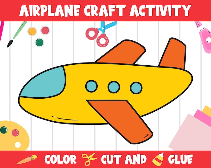 Airplane Coloring Page, Craft Printable Airplane Activity Sheet, Craft ...