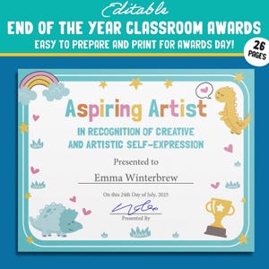 Editable End of Year Class Superlatives Awards Certificates – 26-page ...