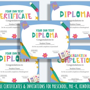 Preschool Certificate End of the Year, Editable Preschool Certificates ...