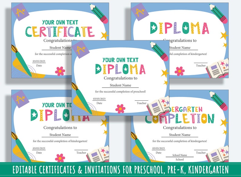 Preschool Certificate End of the Year, Editable Preschool Certificates ...