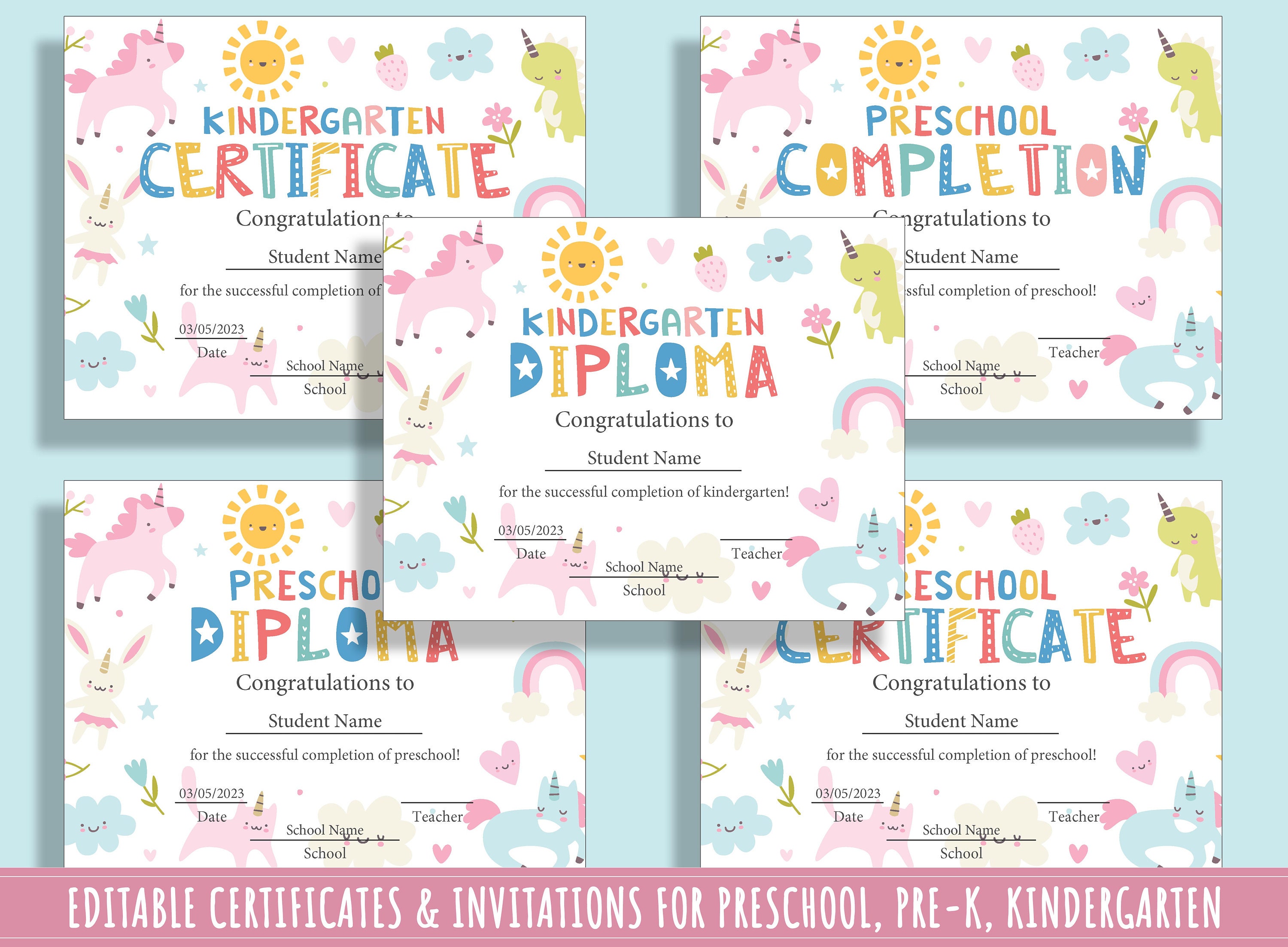 Editable Graduation Certificates, Diplomas, and Invitations Template ...