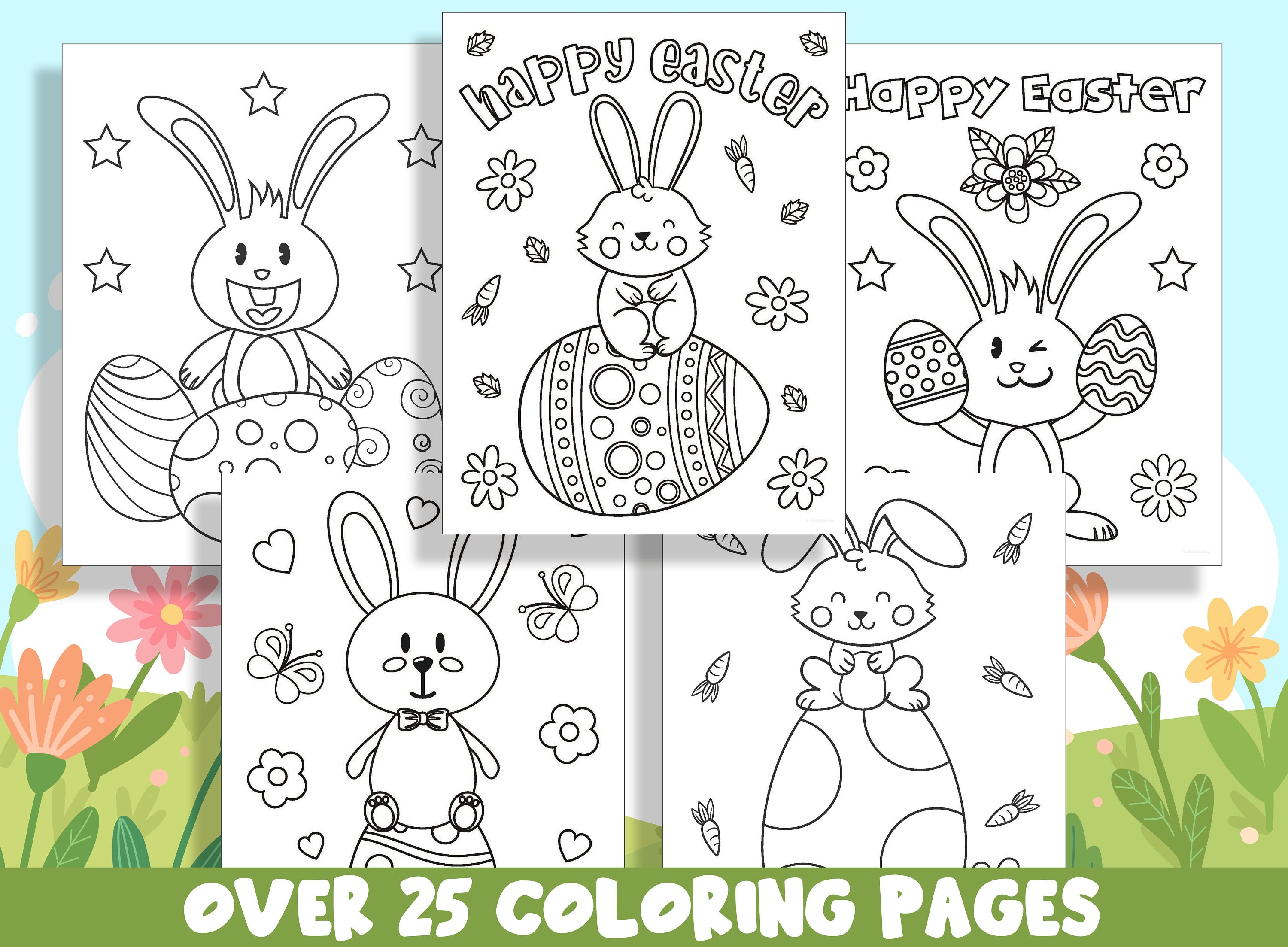 Happy Easter Bunny Coloring Pages