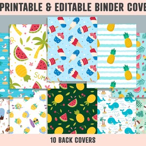 Summer Pattern Binder Cover, 10 Printable/editable Binder Covers ...
