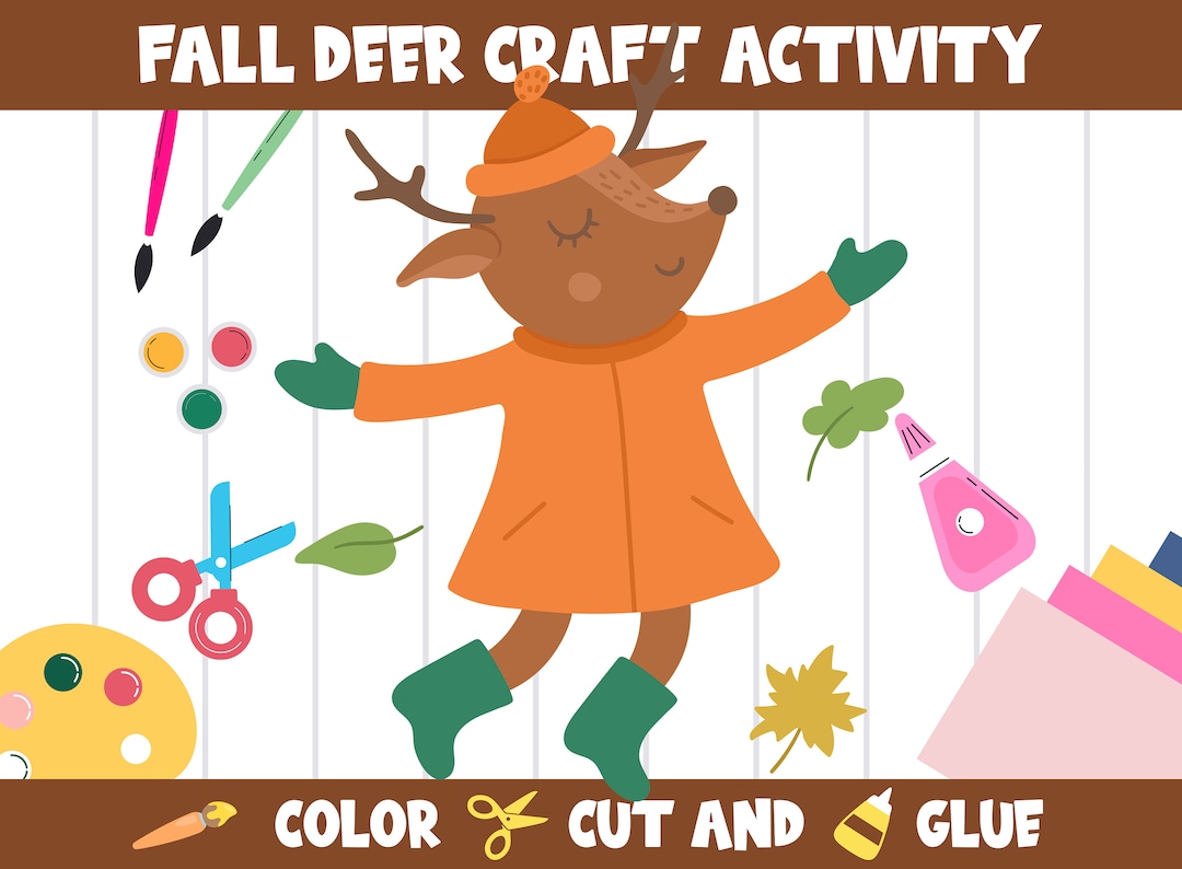 Fall Deer Craft Activity - Color, Cut, and Glue for Prek to 2nd Grade ...