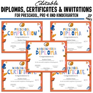 Boost Your Graduation Ceremony With 37 Editable Kindergarten, Pre-k ...